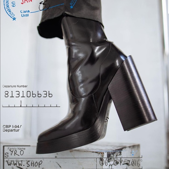 Syro | Shoes | Syro Tina Black Leather Boot Heel Us Mens 9 Brand Nee ...